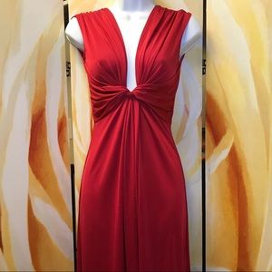 chicline | Dresses | Plunging Neck Line Red Maxi Dress | Poshmark